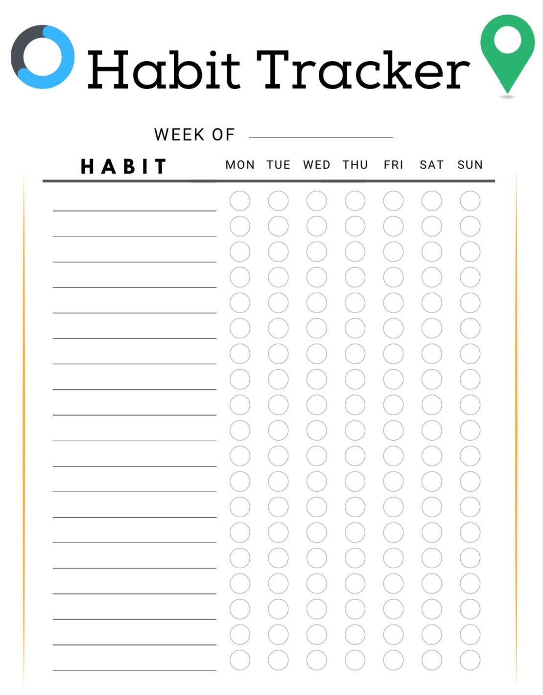 Weekly Habit Tracker, Simple Habit Tracker Layout, Organized Tracker ...