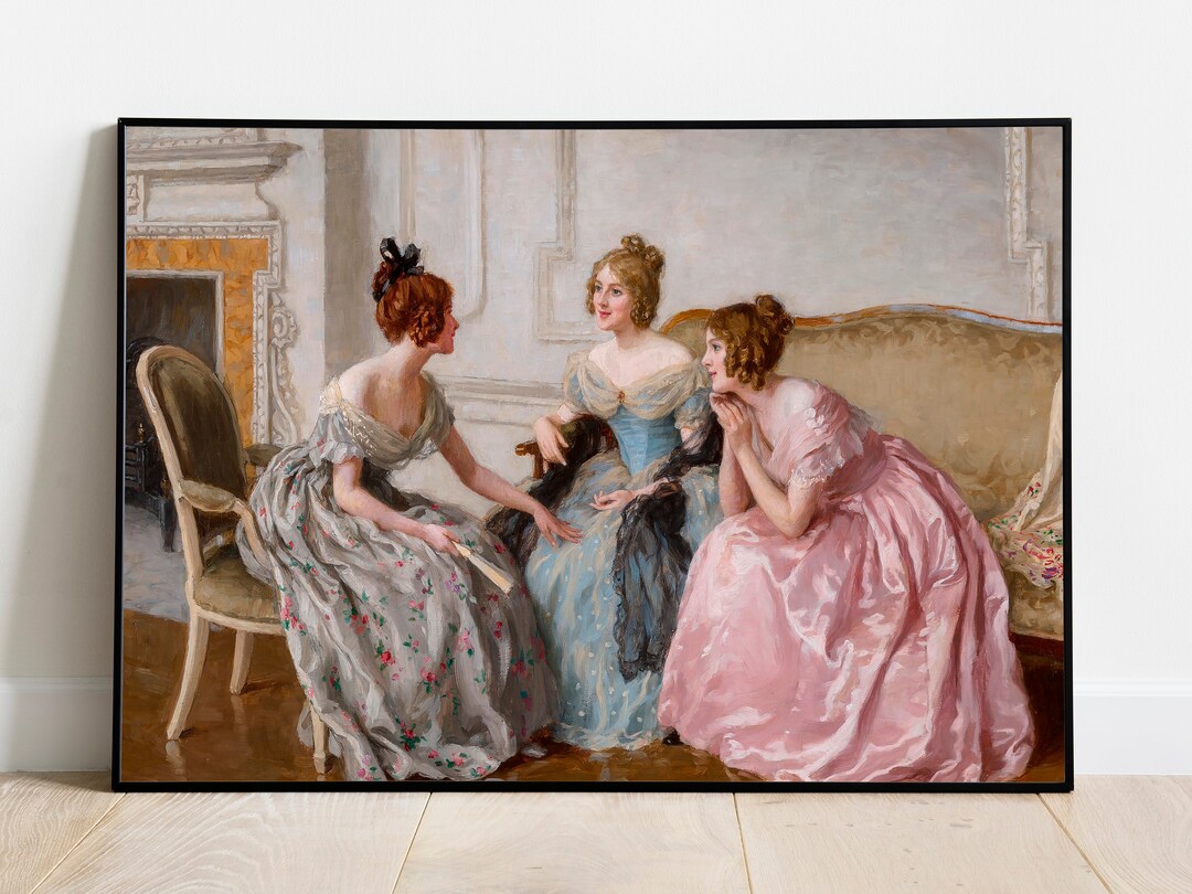 Three Victorian Women Sharing Gossip - Vintage Printable Art - Instant ...