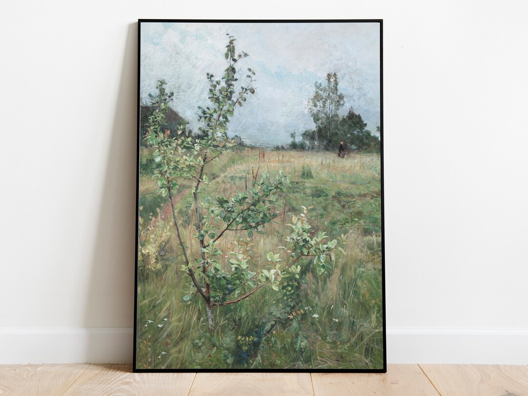 Lone Apple Tree Sapling in a Meadow - Vintage Printable Art - Instant ...