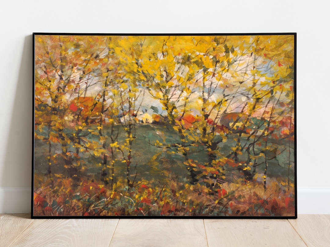 Autumn Oak Trees Landscape - Vintage Printable Art - Instant Digital ...