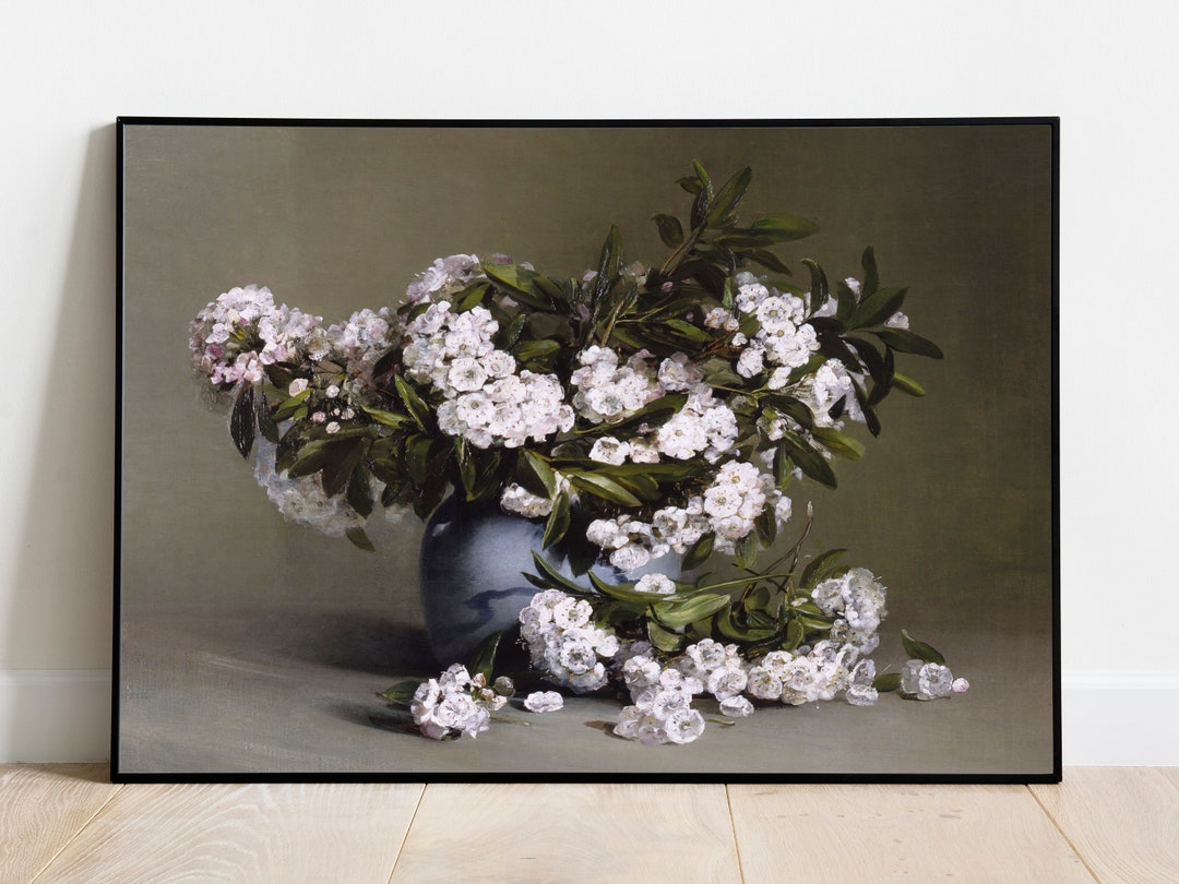 Still Life Mountain Laurel in a Vase - Vintage Printable Art - Instant ...