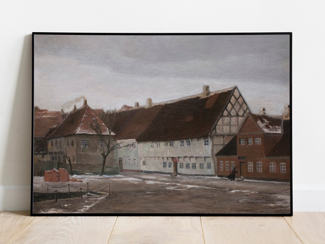 Chilly Village Street - Vintage Printable Art - Instant Digital ...