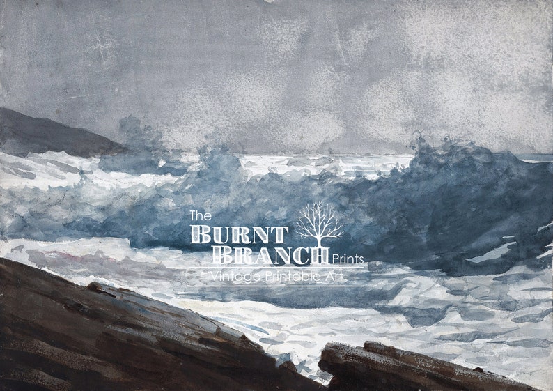 Choppy Ocean Waves - Vintage Printable Art - Instant Digital Download ...