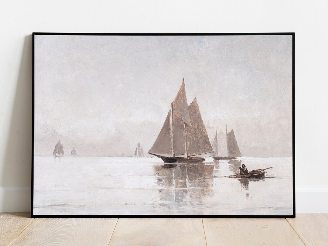 Sailboat Seascape - Vintage Printable Art - Instant Digital Download ...