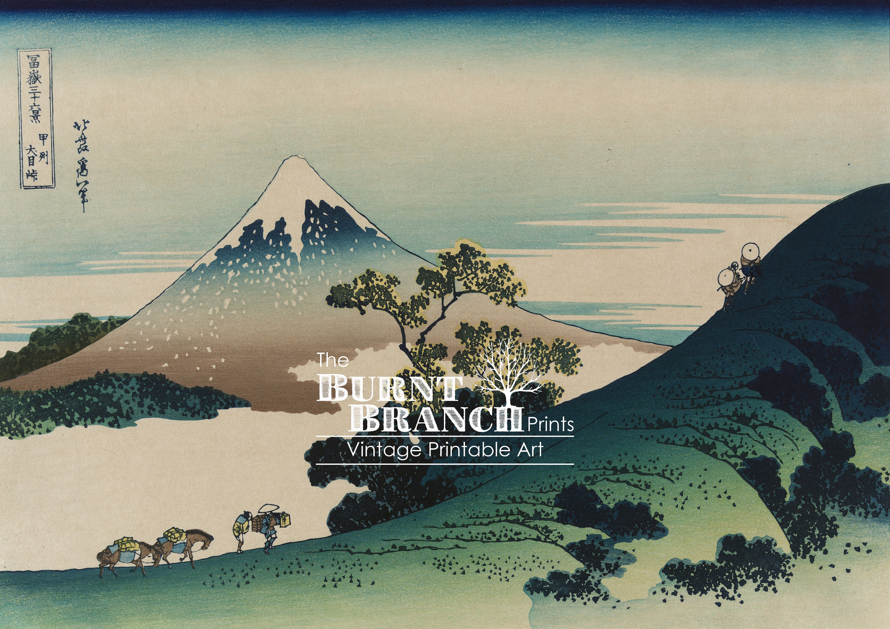 Vintage Japanese Mountainscape - Printable Art - Instant Digital ...
