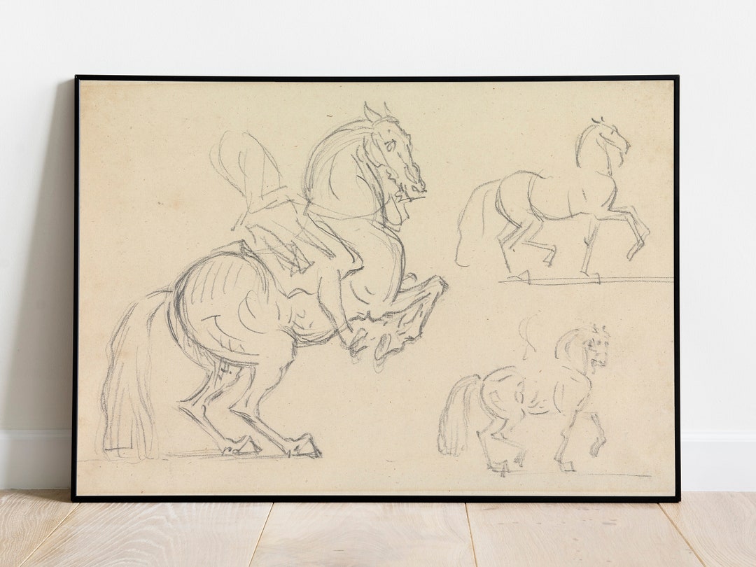 Horse Riding Sketch - Vintage Printable Art - Instant Digital Download ...