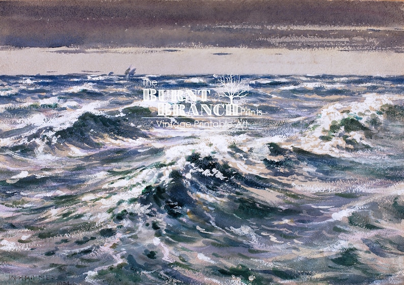 Choppy Ocean Waves - Vintage Printable Art - Instant Digital Download ...