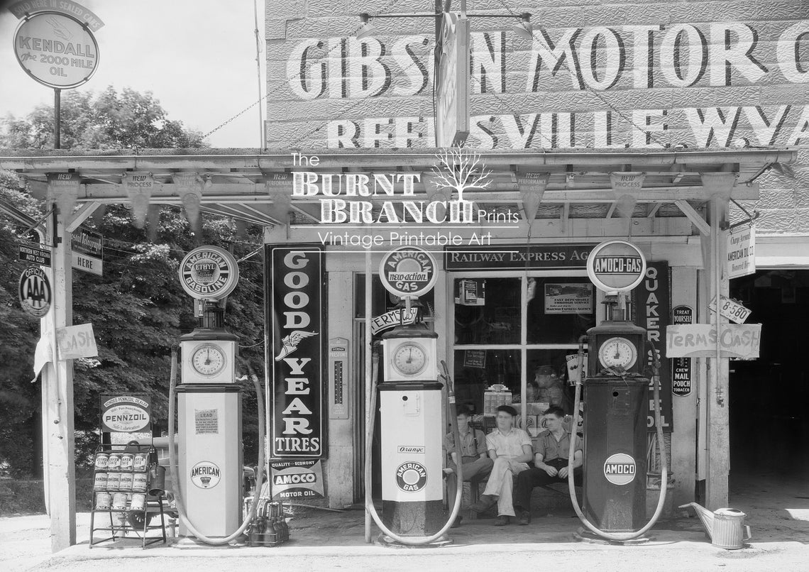 Vintage Gas Station Photo - Vintage Printable Art - Instant Digital ...
