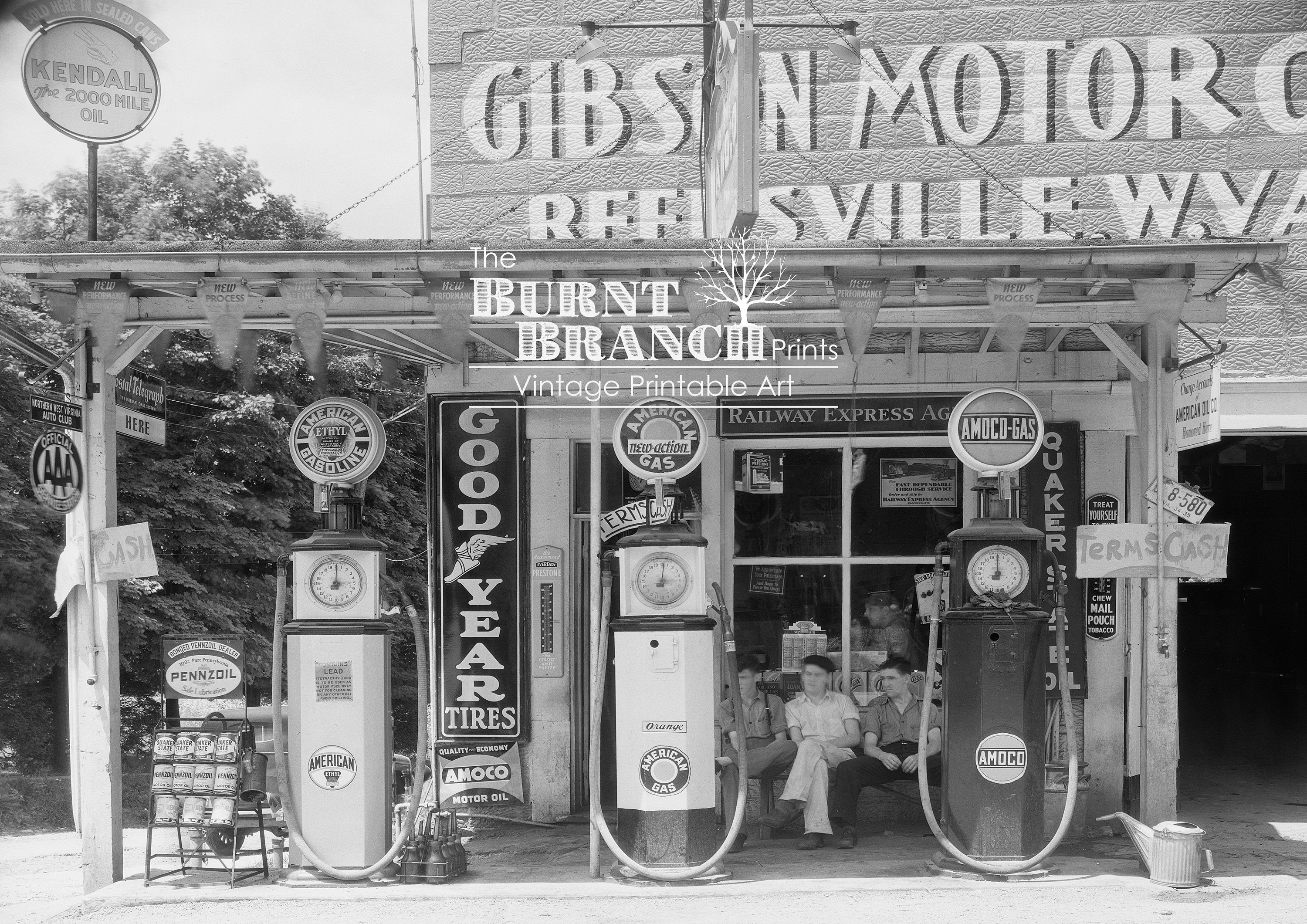 Vintage Gas Station Photo - Vintage Printable Art - Instant Digital Download Photograph Print ...