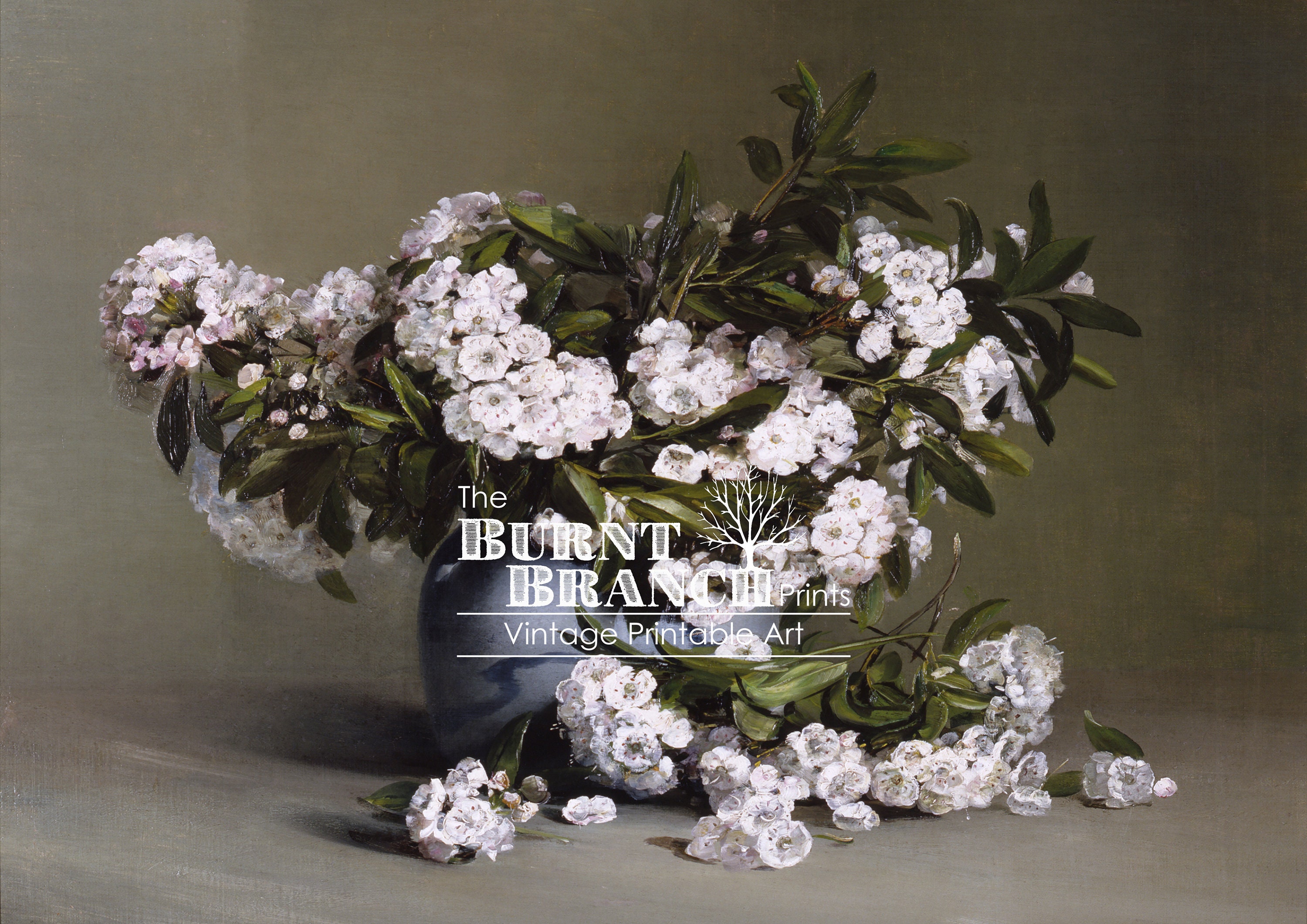 Still Life Mountain Laurel in a Vase - Vintage Printable Art - Instant ...
