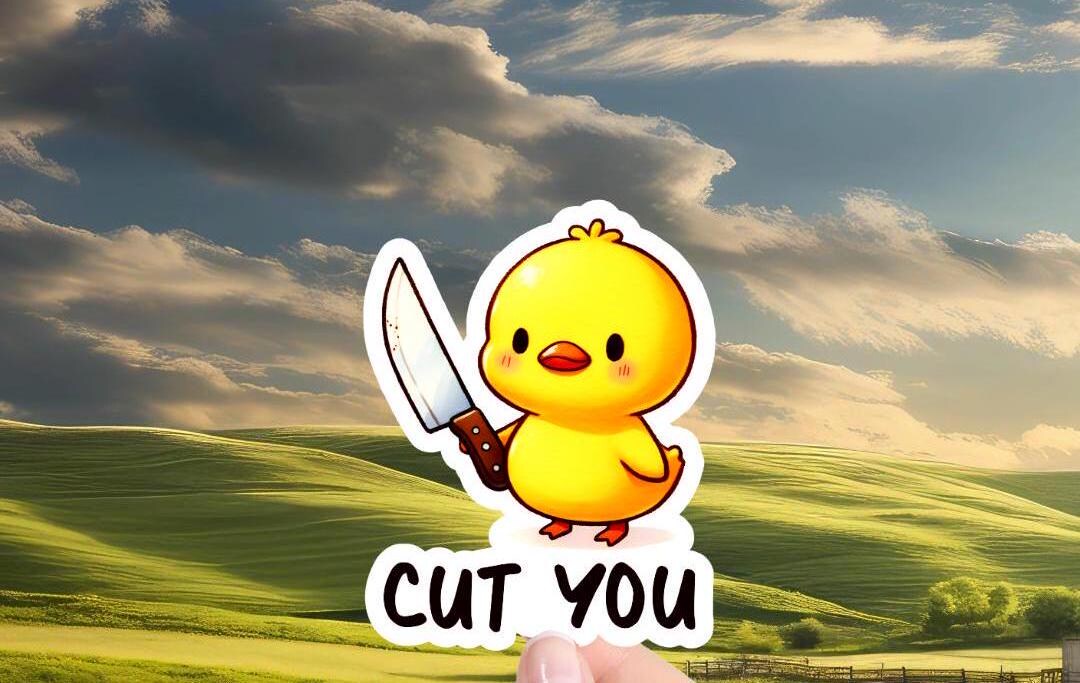 Cutthroat Chick Sticker: Funny Baby Chick With Knife - Etsy
