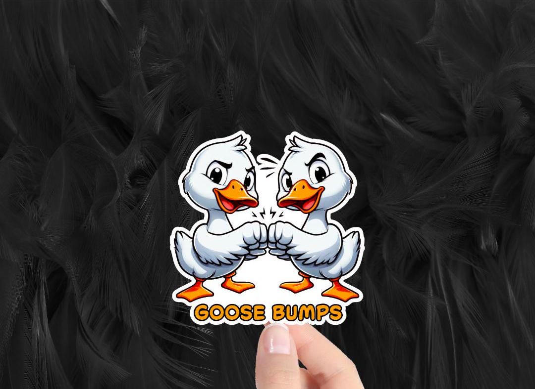 Goose Bump Sticker | Silly Goose Decal | Mischievous Fist-pumping Geese ...