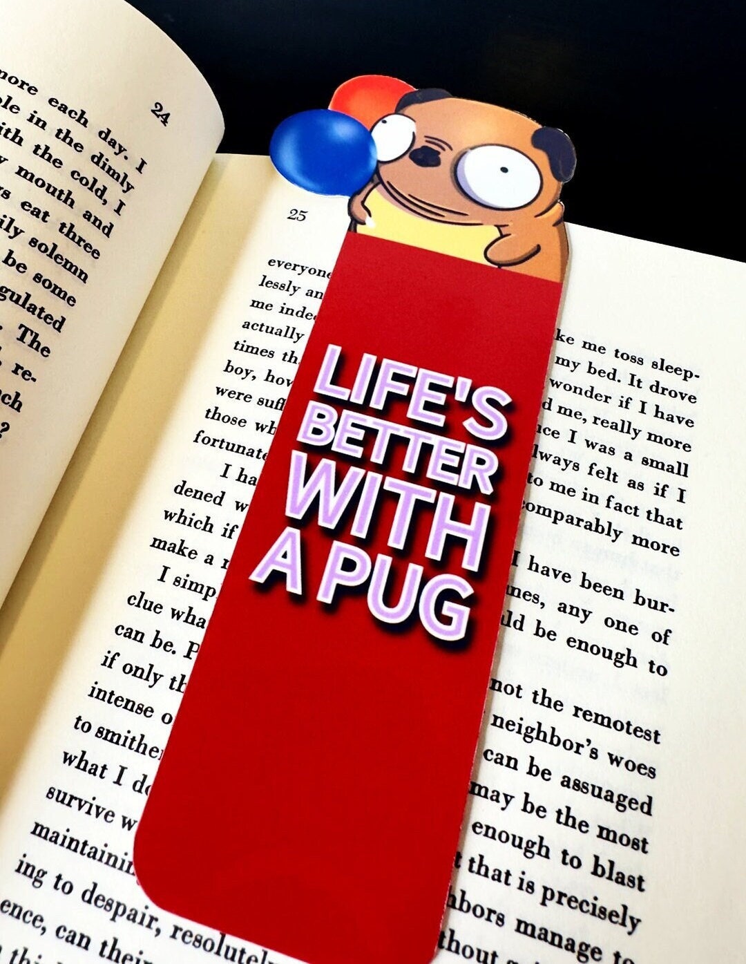 Cartoon Pug Bookmark: Vibrant Colors, Dog Lover Gift - Etsy
