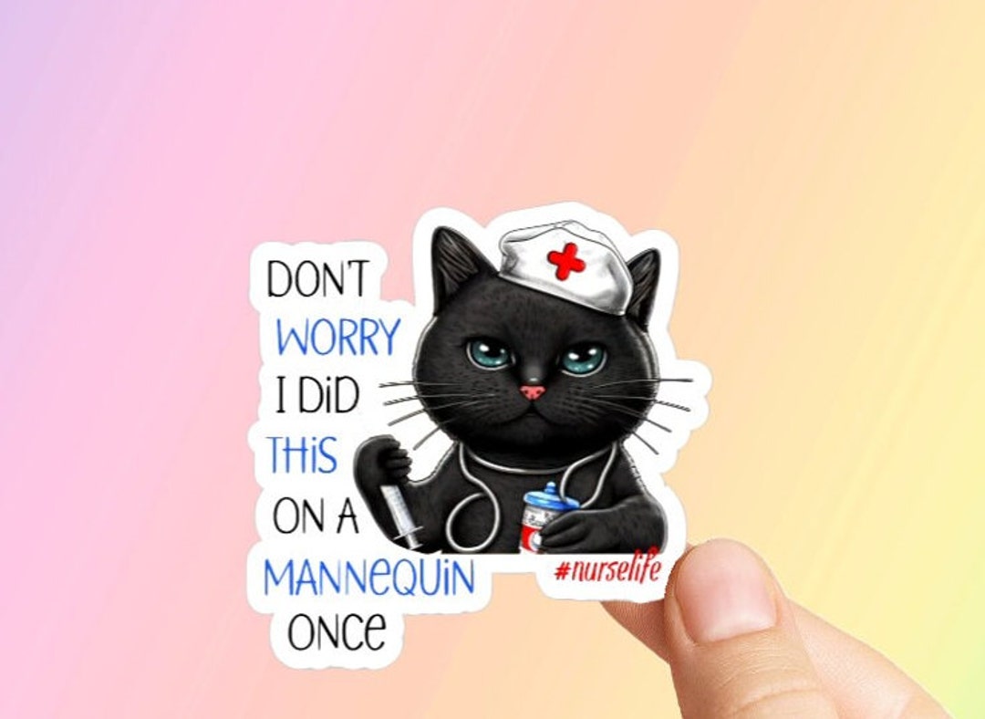 Holographic Nurse Sticker Funny Medical Sticker Nursing Humor Whiskered ...