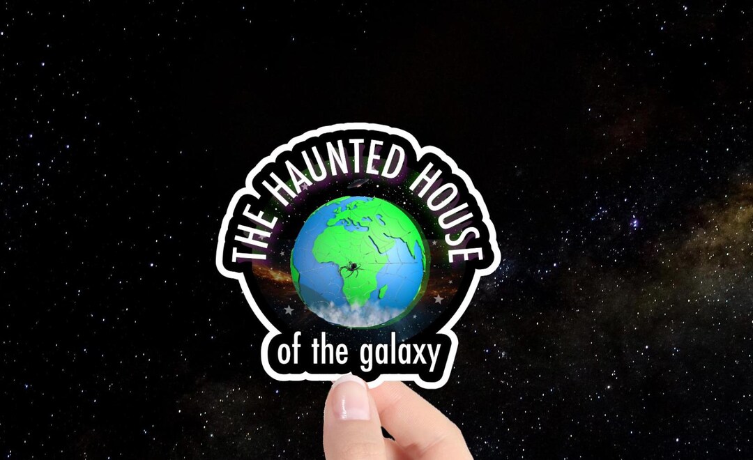 Haunted House Earth Sticker: Alien Theme Park Souvenir - Etsy
