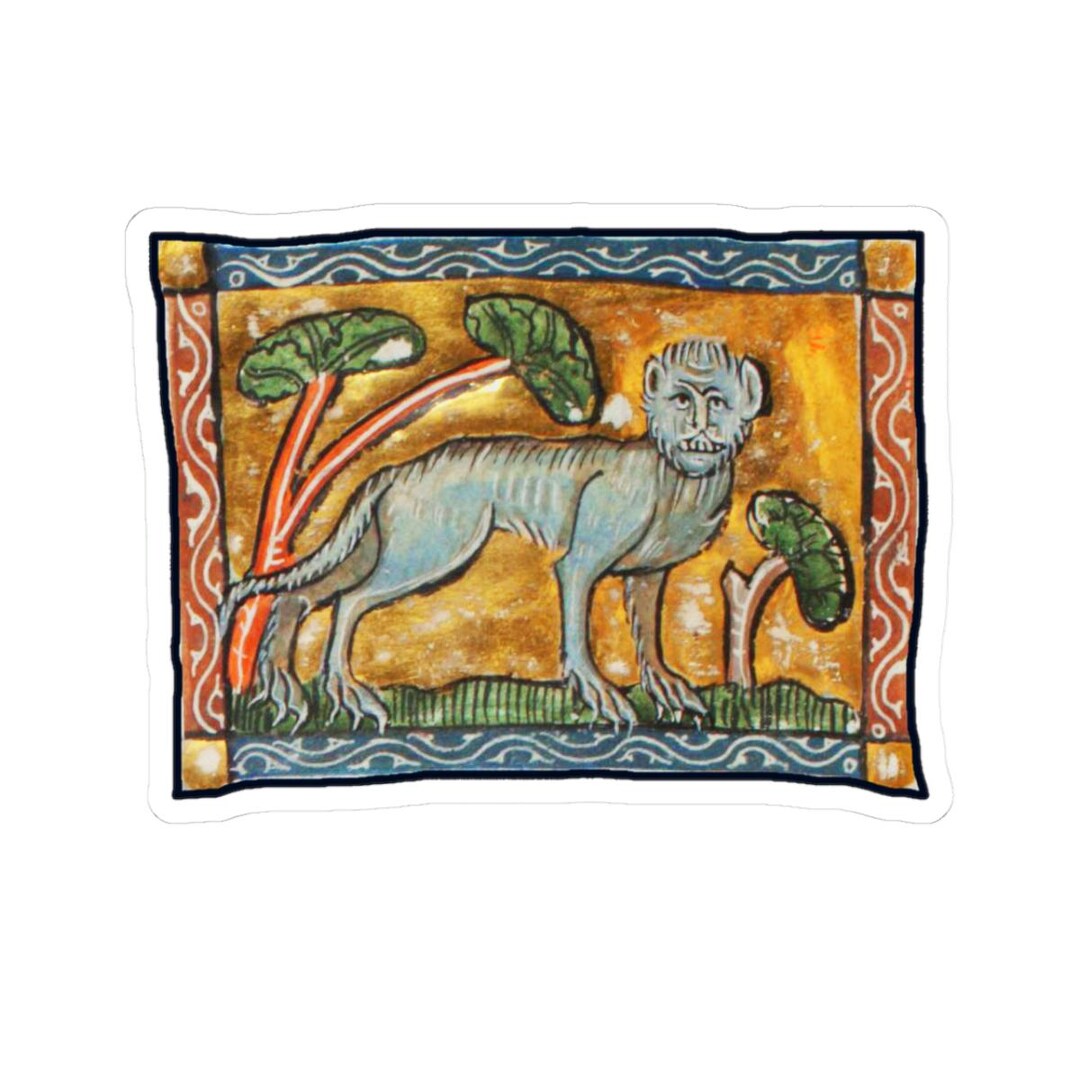 Medieval Cat Painting Kiss-cut Stickers, Funny Ugly Cat Sticker, Cute ...