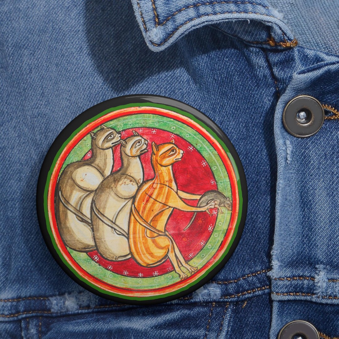Medieval Cats Pin | Funny Enamel-style Button - Etsy