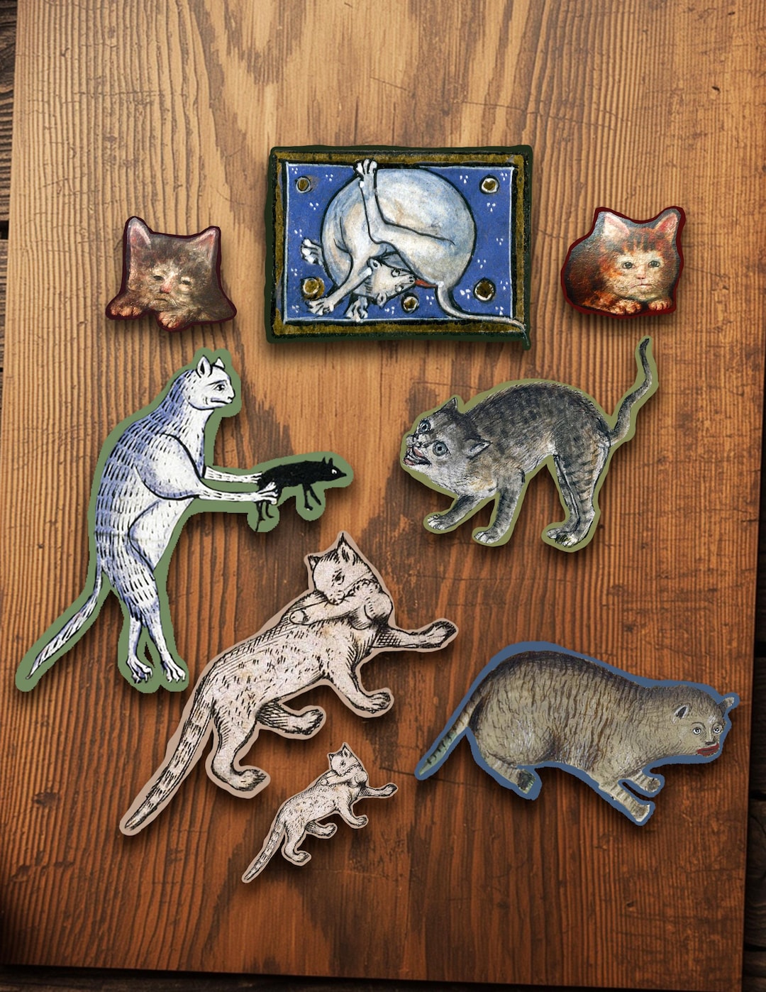 Funny Medieval Cat Stickers - 8 Pack - Goofy Historic Art - Etsy