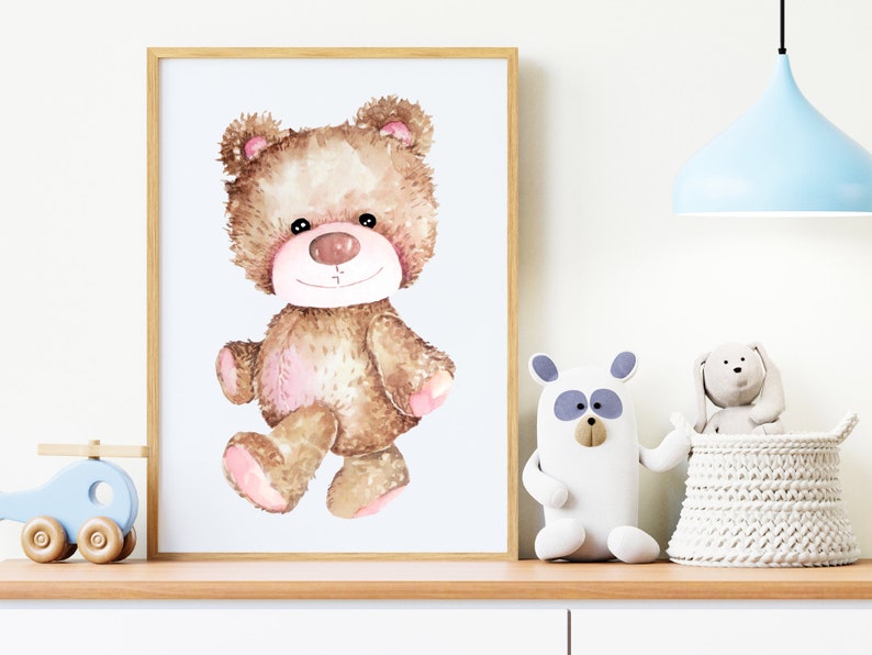 Rustic Teddy Bear Digital Nursery Wall Art Printable - Etsy