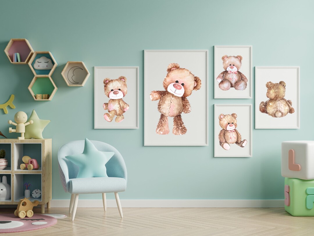 Rustic Teddy Bear Digital Nursery Wall Art Printable - Etsy