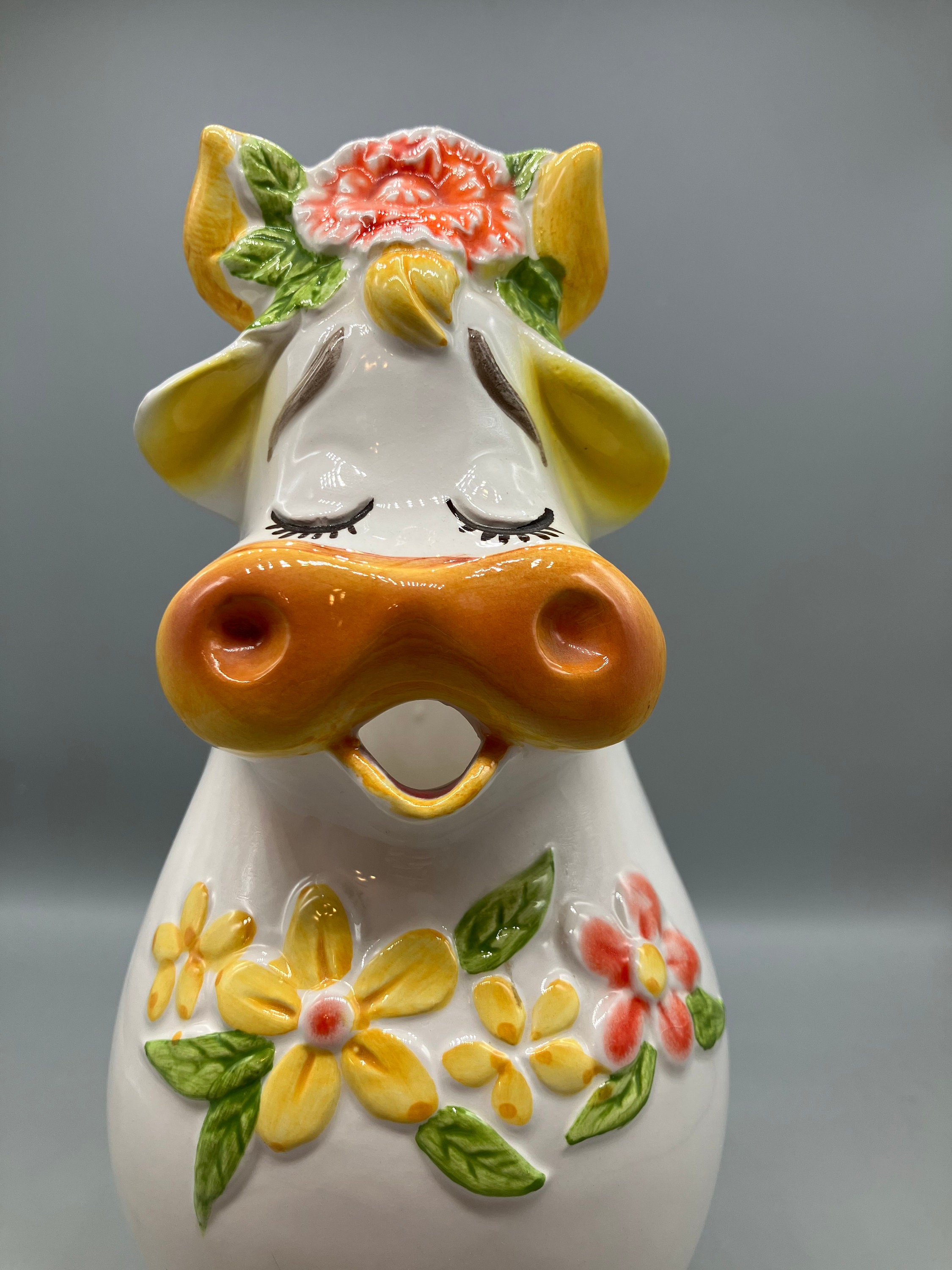 Vintage Adorable 1970s Geo Z Lefton Daisy Cow Pitcher 16 Fluid Ounces ...