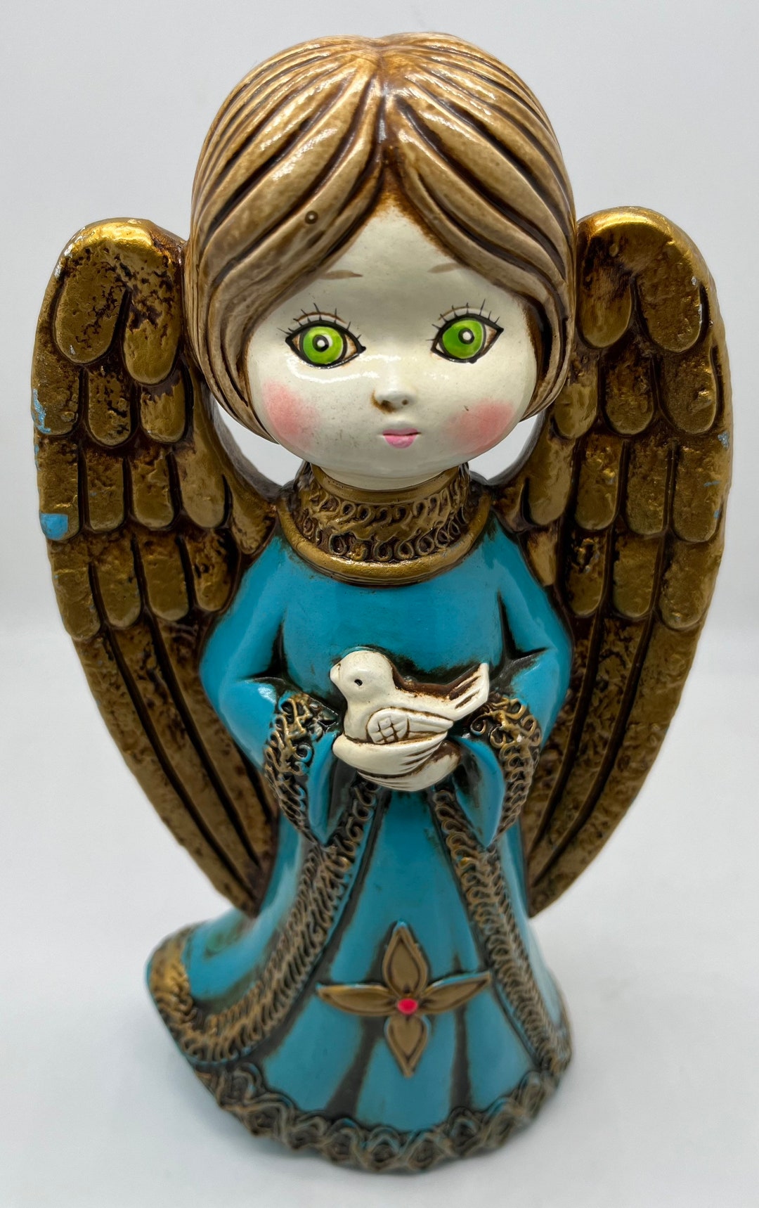 Mod Angel Figurine 1960 Vintage With Peace Dove Made in Japan Back of ...