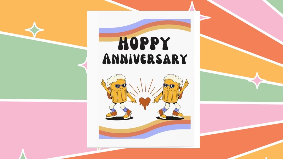 Retro Beer Anniversary Card - Hoppy Anniversary! - Etsy