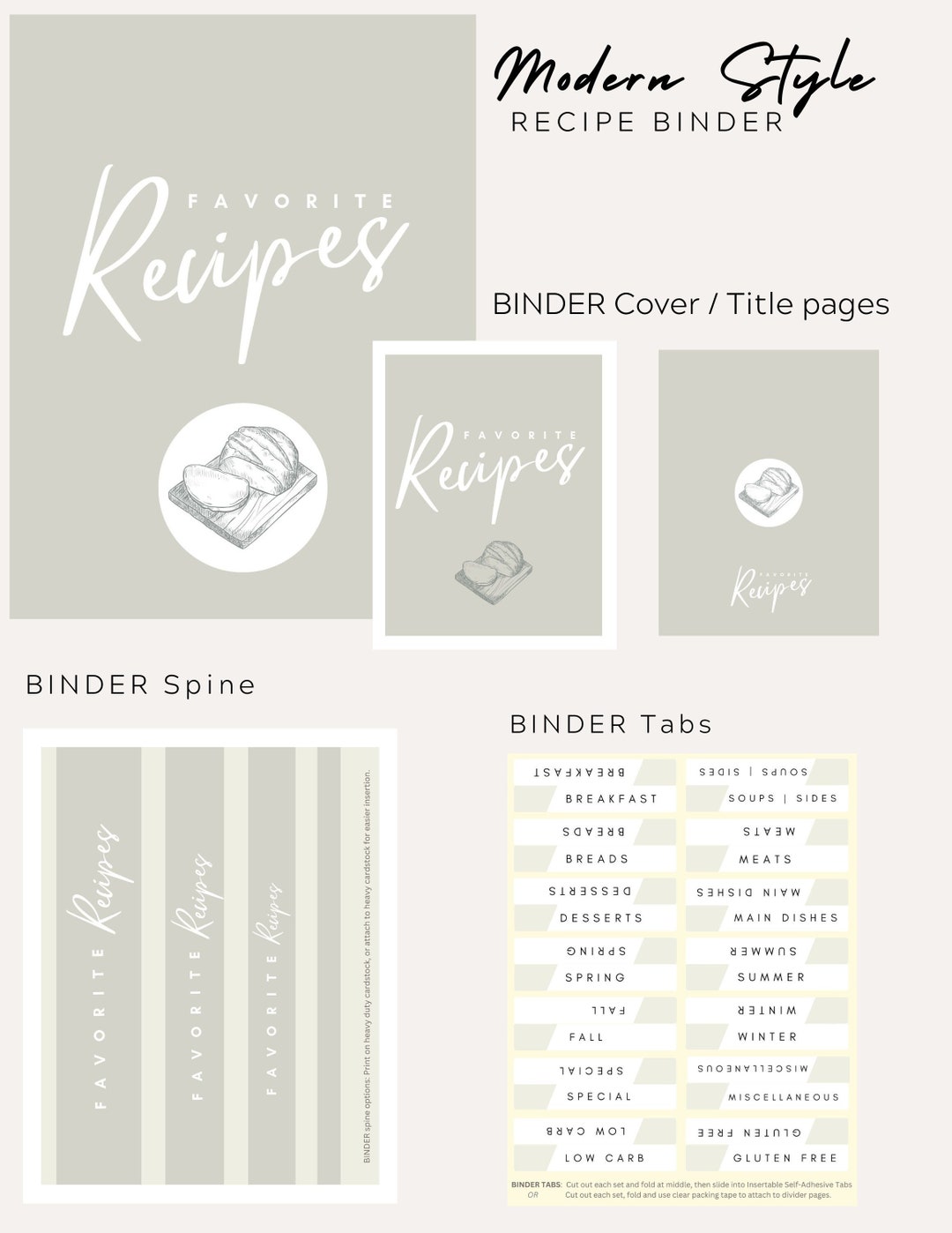 Brand NEW!! MODERN Style Recipe Binder Title/cover/divider Pages! - Etsy