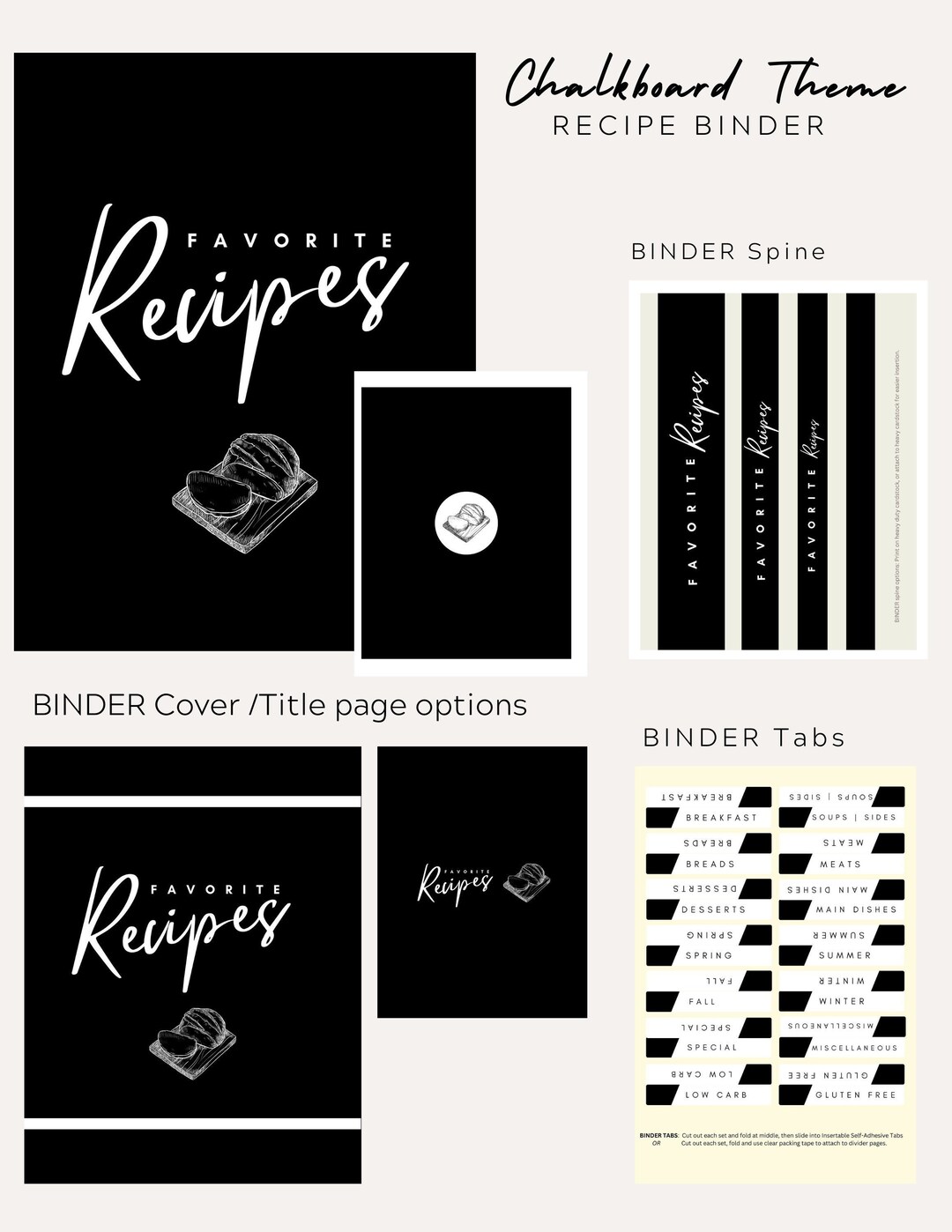 Chalkboard Style RECIPE Binder Pages! - Etsy