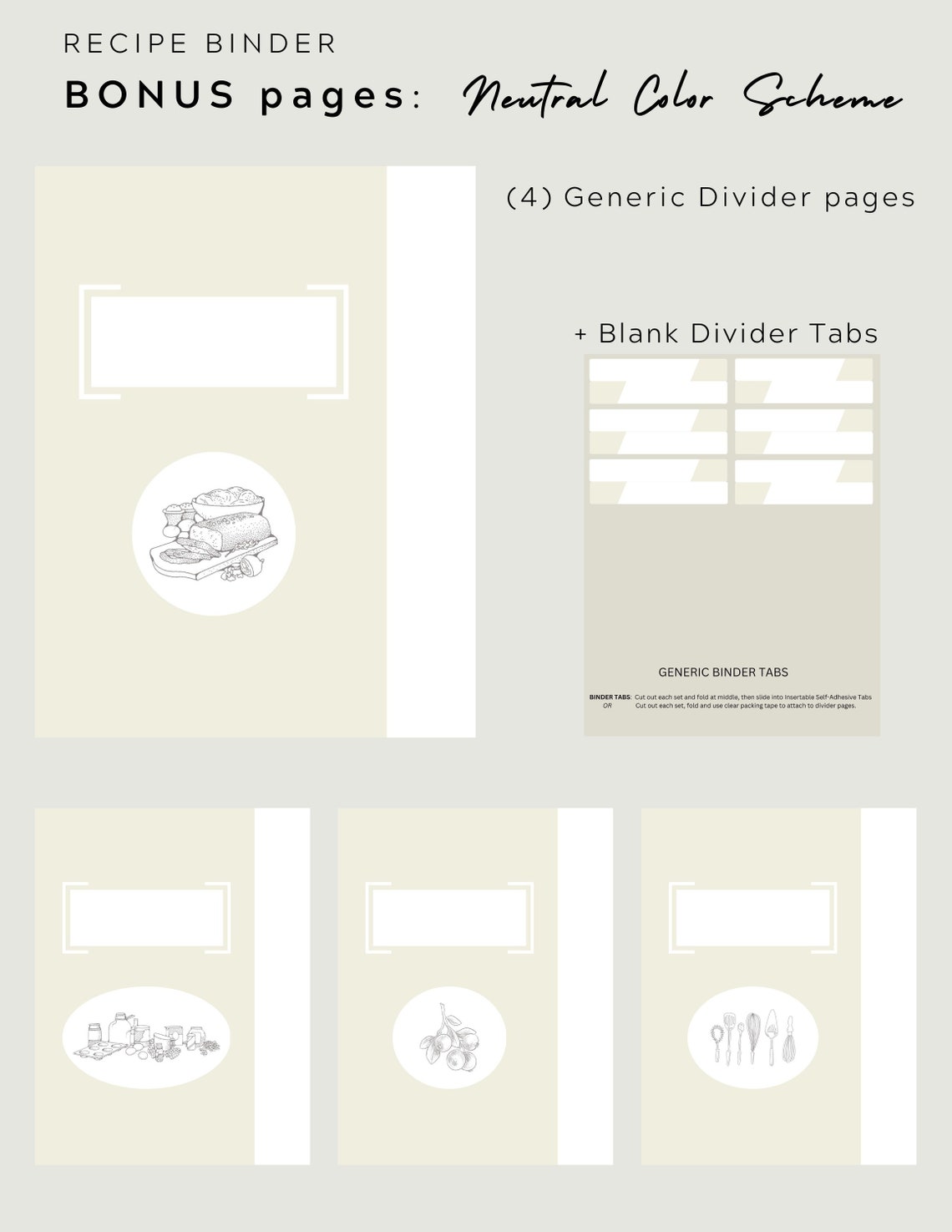 Brand NEW!! MODERN Style Recipe Binder Title/cover/divider Pages! - Etsy