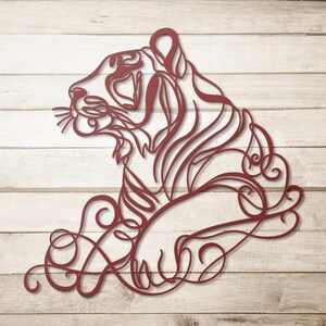 Die Cut Steel Tiger Wall Art - Continuous Line Style - Modern ...