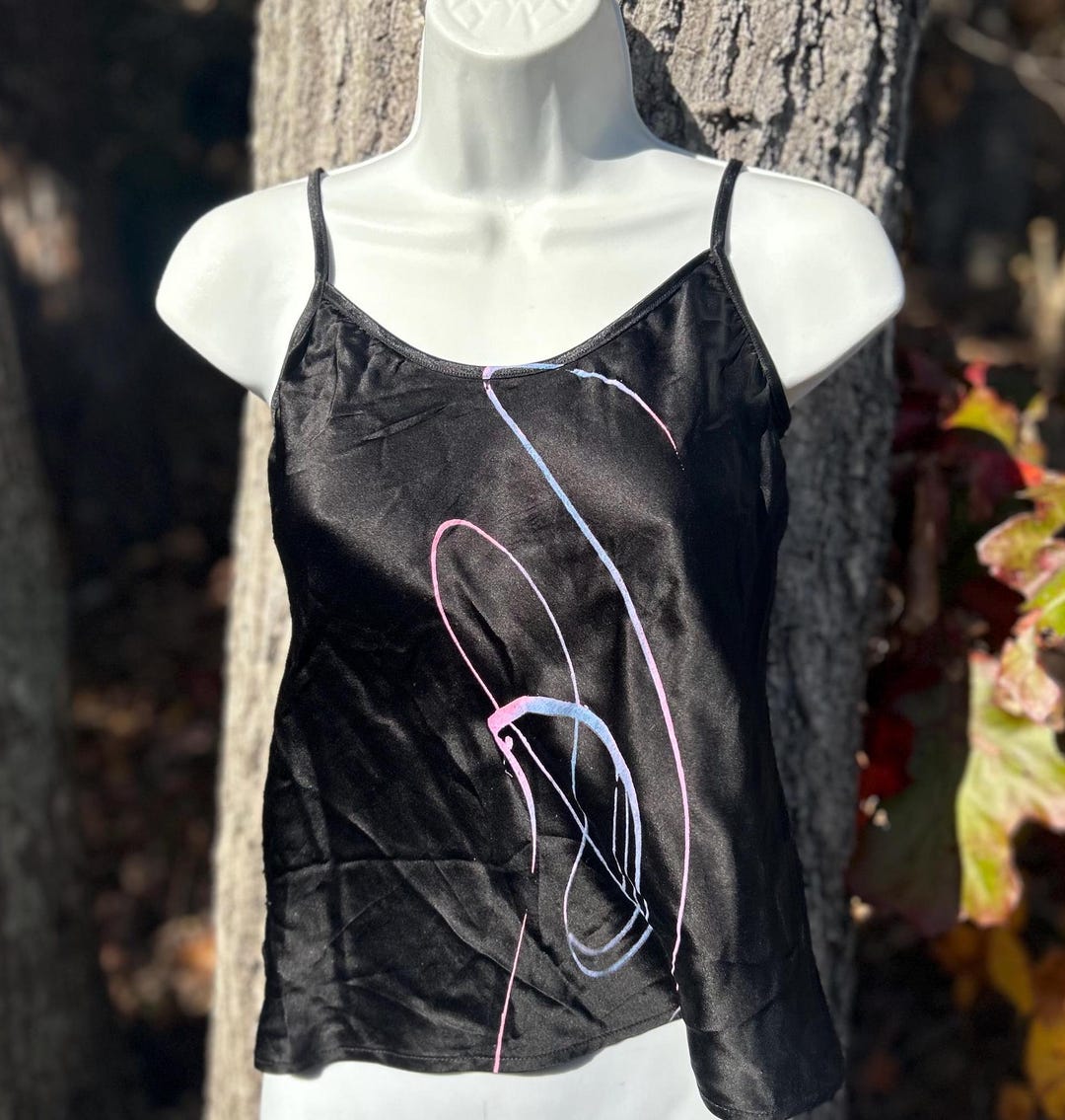 Abstract Fairy Design Handmade and Handprinted Organic Black Silk ...