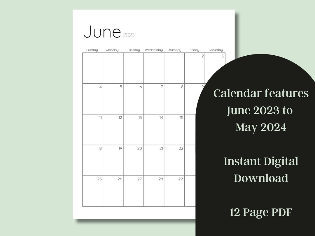June 2023 May 2024 Mid-Year Calendar Printable Download - Etsy France