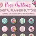 Rose Digital Buttons Set, Digital Planner Buttons Clipart, Instant ...