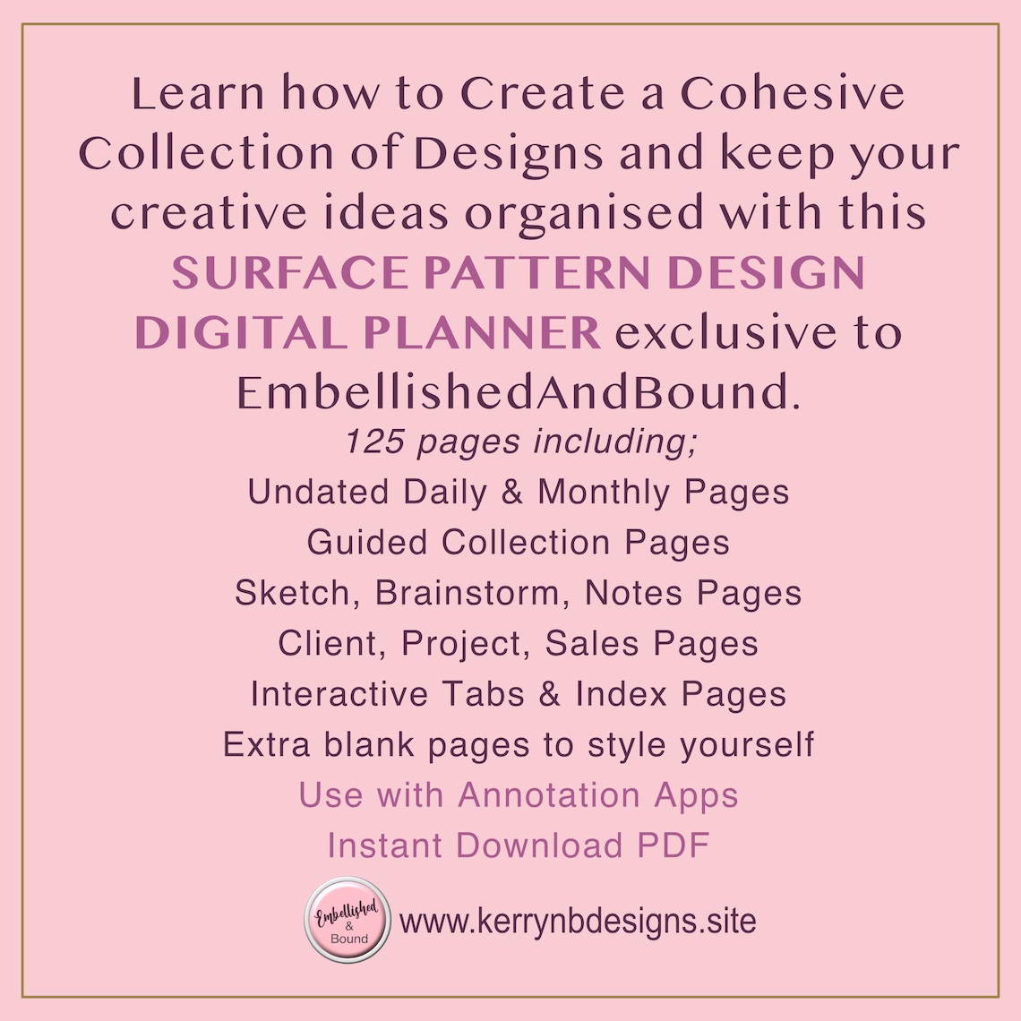 Surface Pattern Design Digital Planner: Collection Workbook (PDF ...
