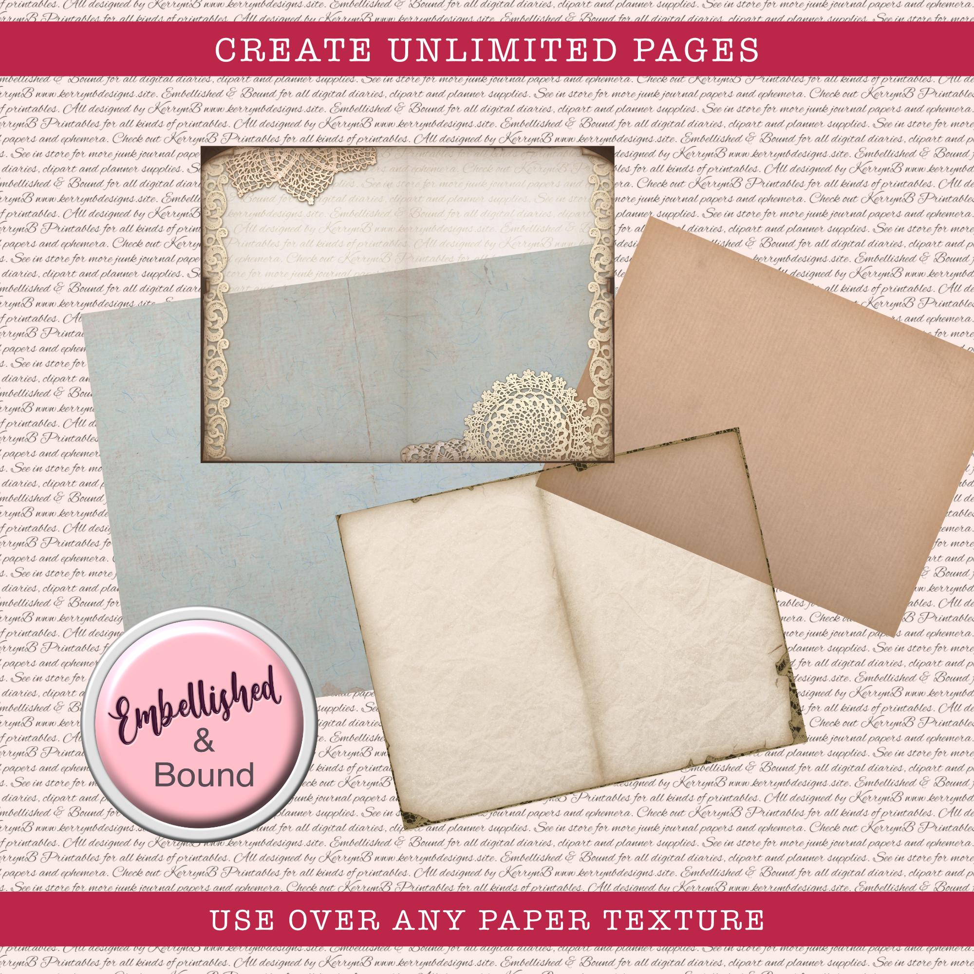 Junk Journal Page Overlays, Realistic Aged Frames, Instant Digital ...