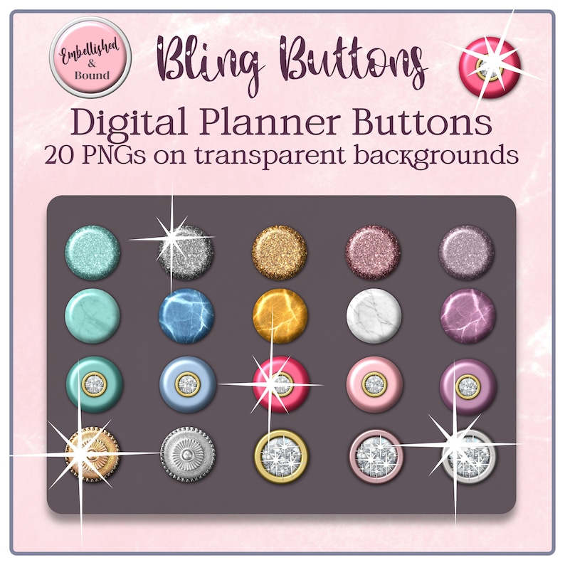 Digital Planner Buttons Clipart, Instant Digital Download PNG - Etsy
