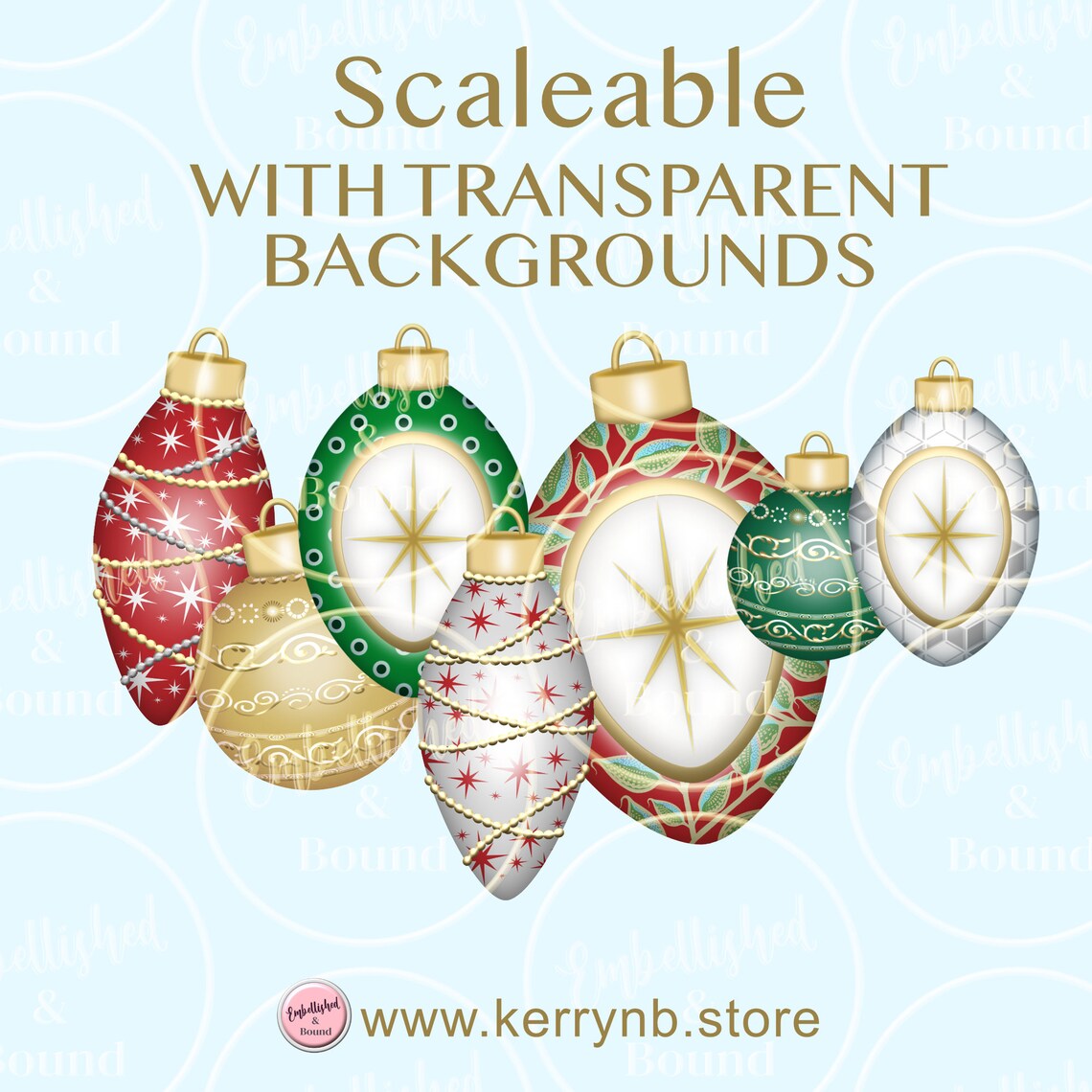 Traditional Christmas Bauble Clipart Set: Garlands PNG (digital ...