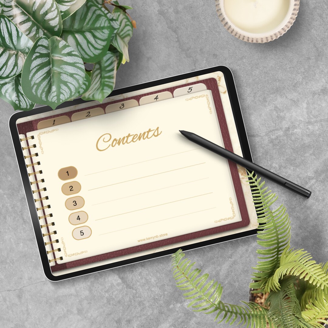 Rust Leather Landscape Digital Notebook Hyperlinked Journal Planner 110 ...