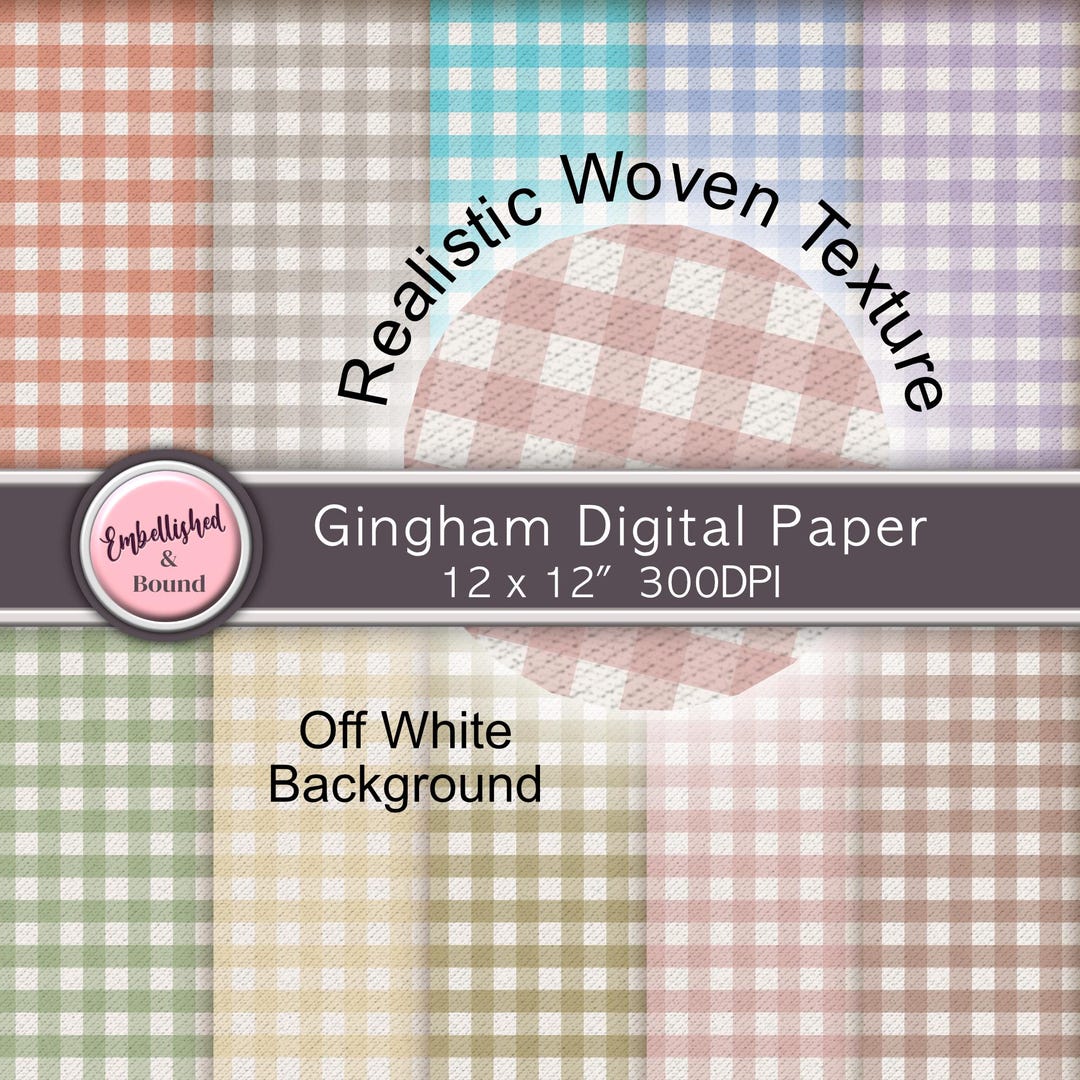Gingham Digital Paper: 10 Seamless Colors, 12x12 Inch (digital Download ...
