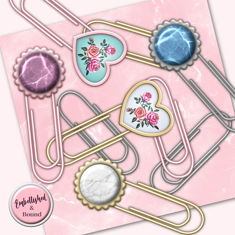 Marble Rose Digital Planner Clips Clipart, Instant Digital Download PNG ...