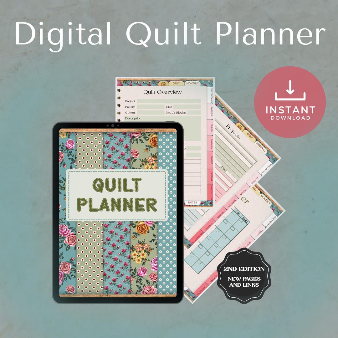 Quilting Project Planner: Floral Design, Daily & Monthly (digital PDF ...