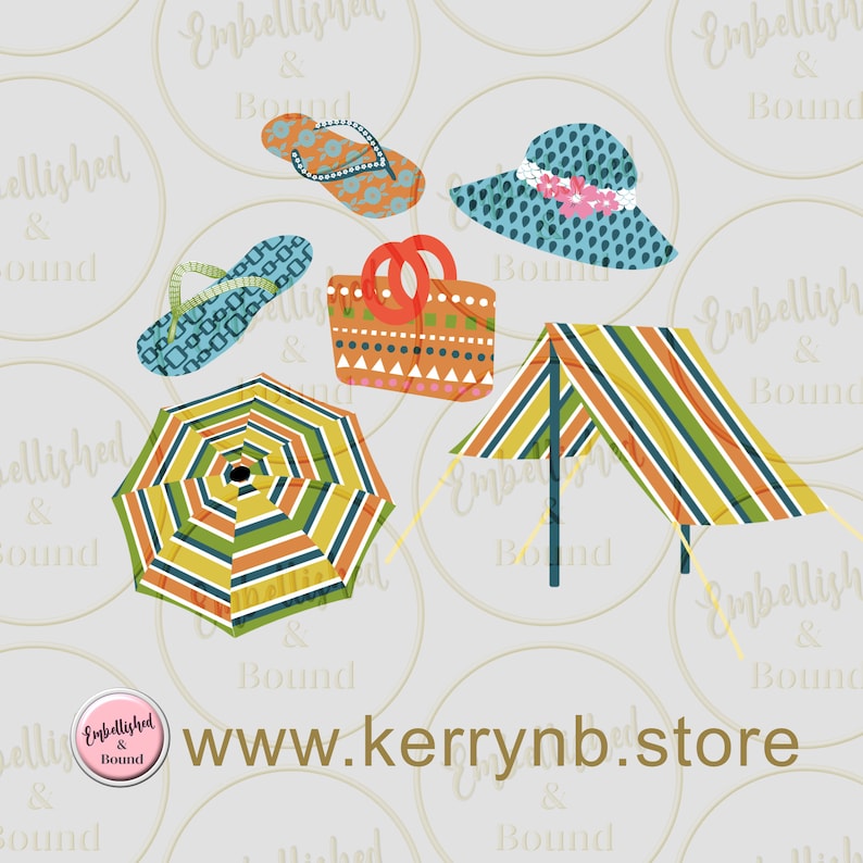 Summertime Clipart Set, Scaleable Cute Beach Theme Art PNG Set 17 on ...