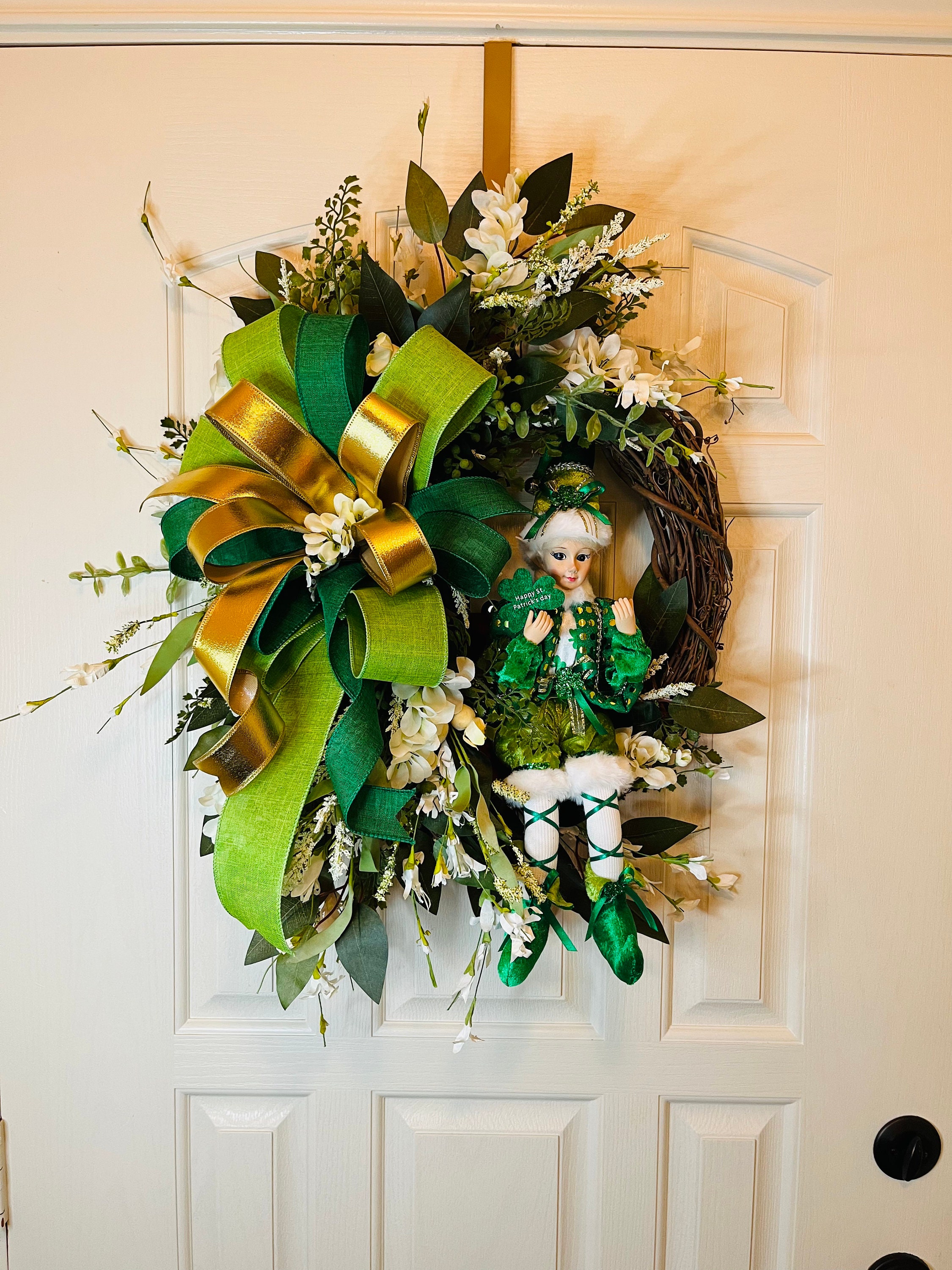 St. Patricks Day Wreath Elf Wreath Door Hanger Grapevine - Etsy