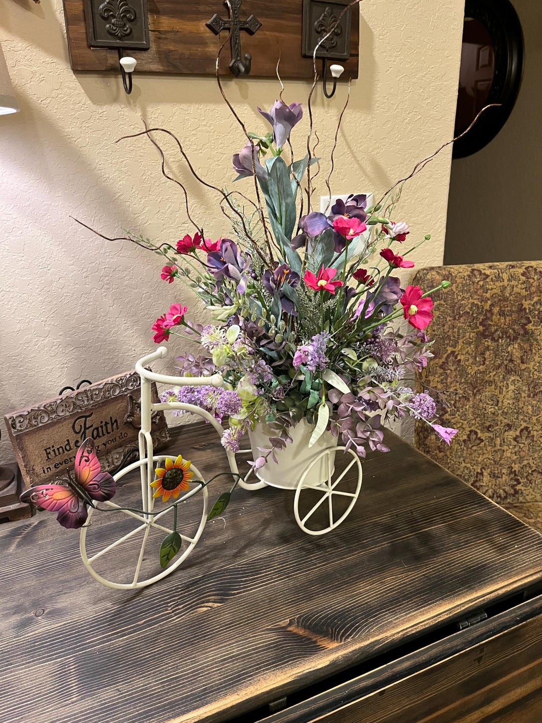 This Whimsical Wildflower Metal Planter Arrangement, Front Porch Decor ...