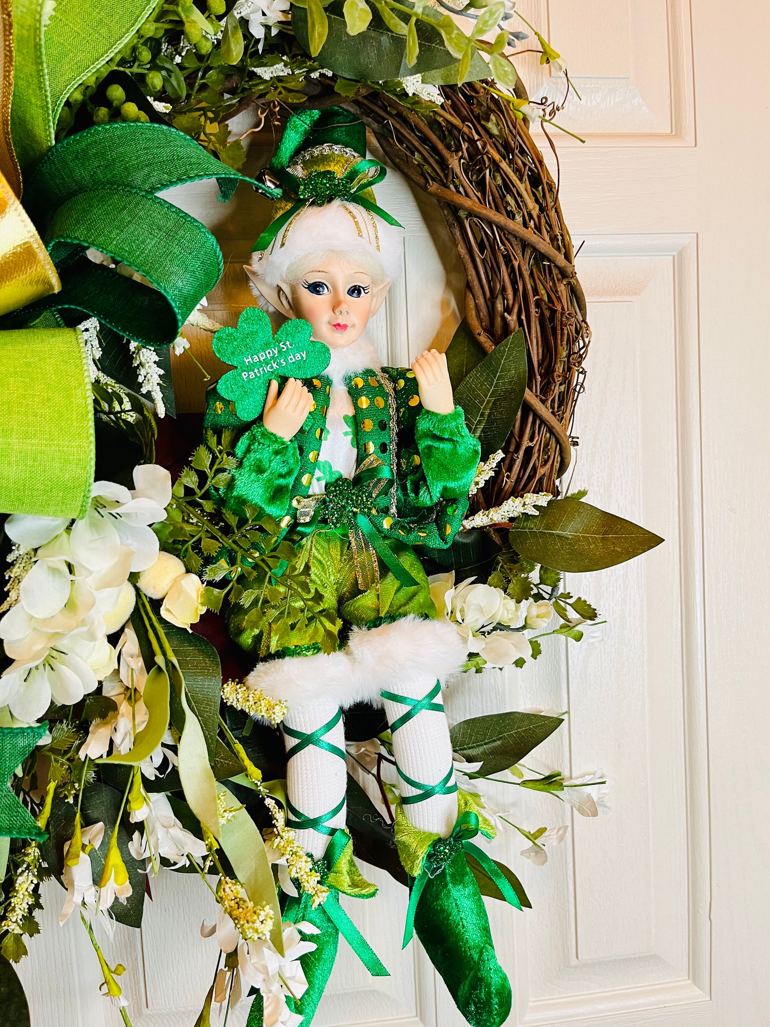 St. Patricks Day Wreath Elf Wreath Door Hanger Grapevine - Etsy