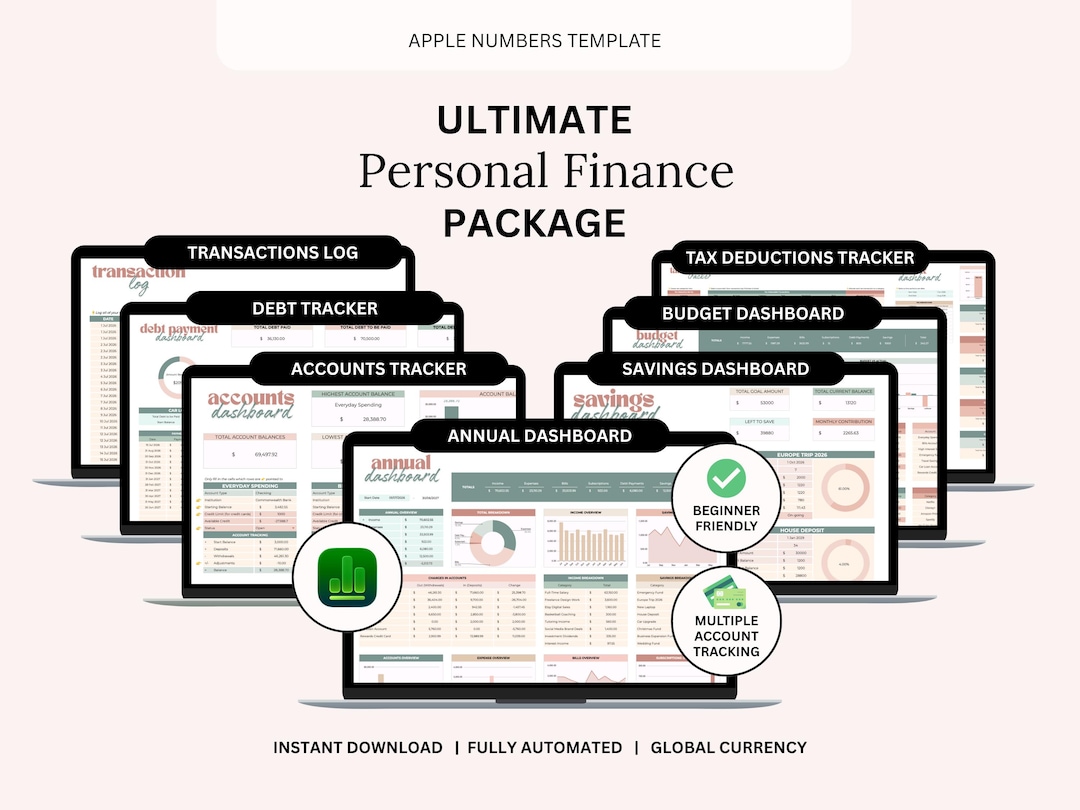 Apple Numbers Budget Template Financial Bundle With Multiple Account ...
