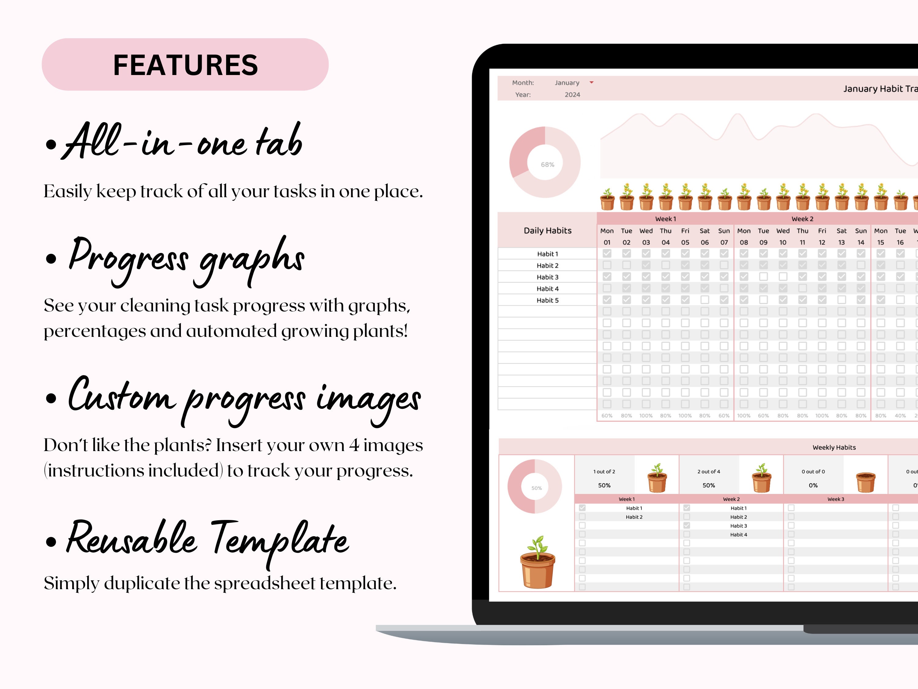 Habit Tracker for Google Sheets. Daily and Weekly Tasks Tracker. Google ...