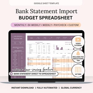 Budget Spreadsheet Import Bank Statement - Etsy
