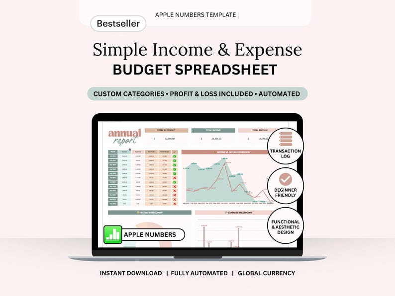 Apple Numbers Budget Template | Simple Income & Expense Tracker ...